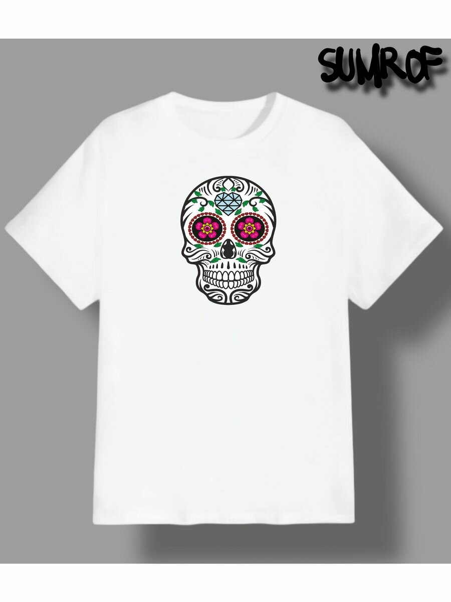Футболка мексиканский череп калавера