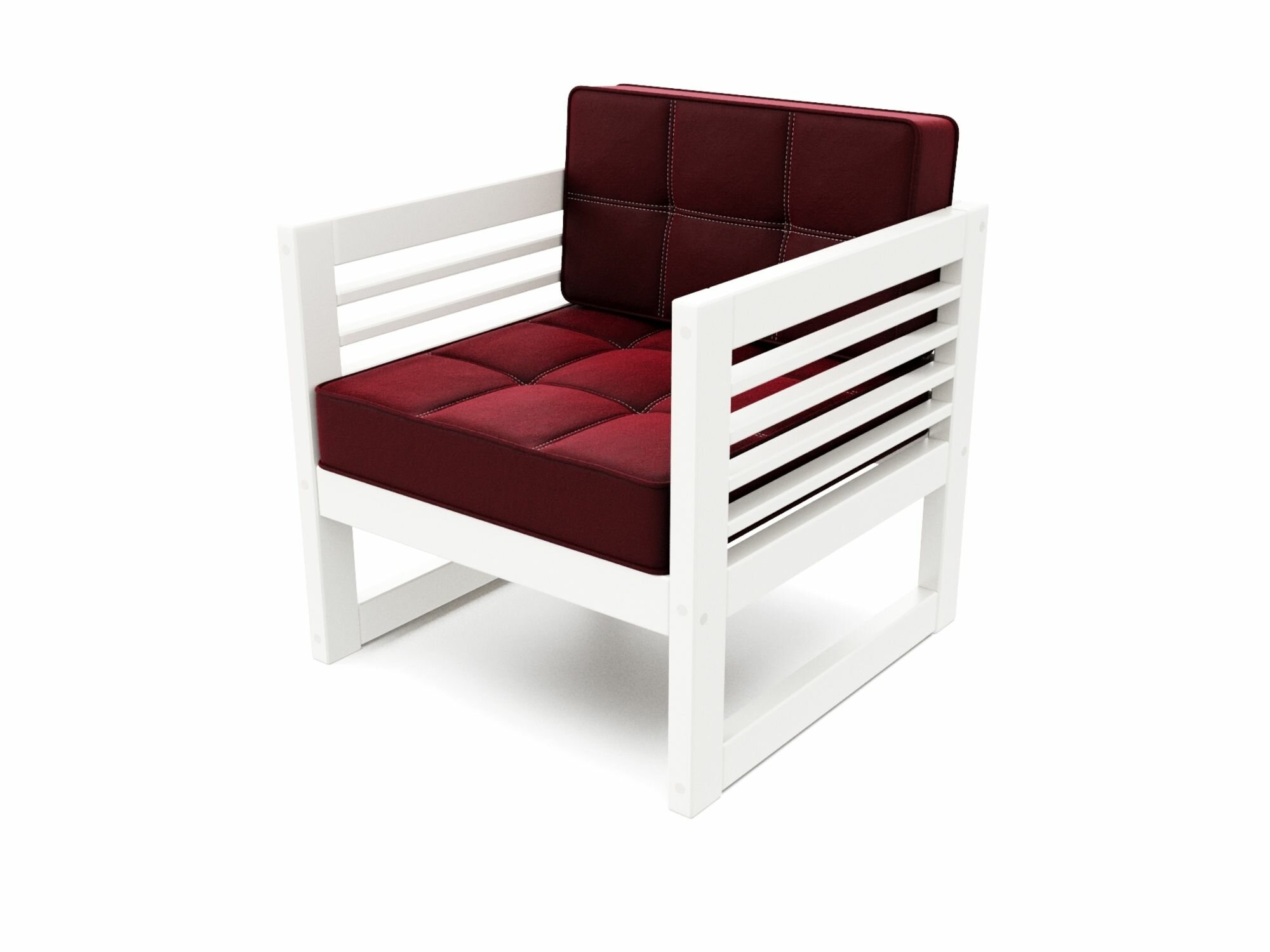 Кресло Arsko Сега, бордовое-белая эмаль, велюр, деревянное, мягкое, для дачи, для кафе и бара, на веранду, в террасу, для бани