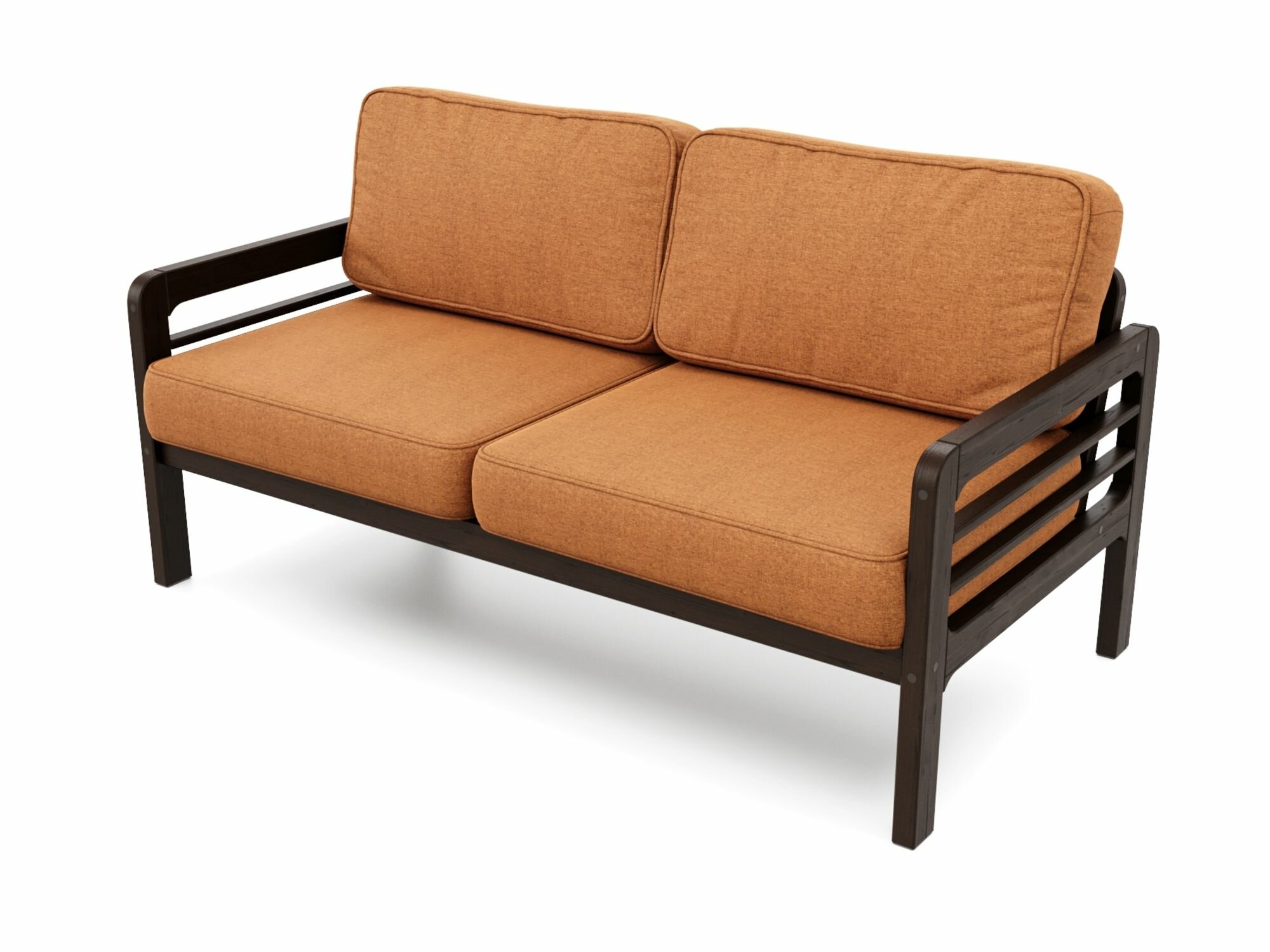 Садовый диван Arsko Бергер-Б-С, оранжевый-венге, рогожка, массив дерева, офисный, садовый, для кафе и бара, в гостиную