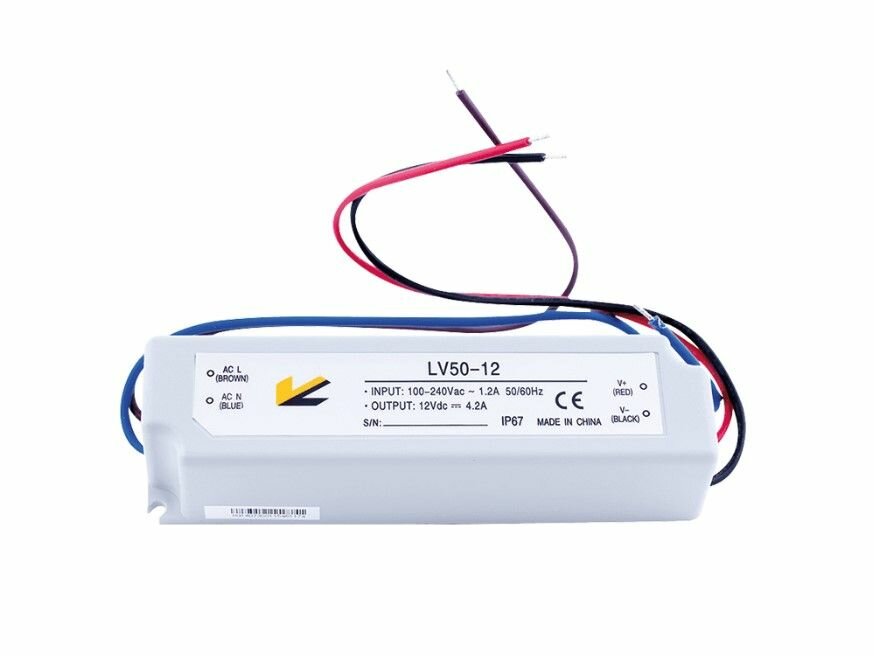 SWG Блок питания светодиодной ленты влагозащищенный LV-50-24, 50W, 24V, IP67, гарантия 2 года