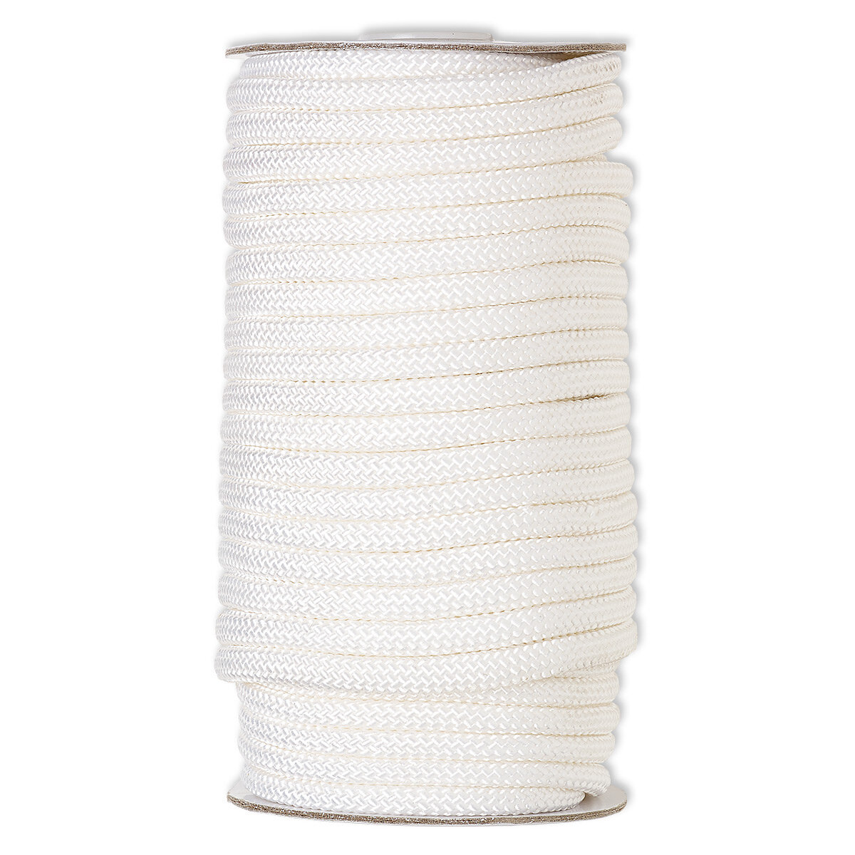 Шнур плетеный с сердечником, около 5мм, нейлоновый, белый, 1 метр