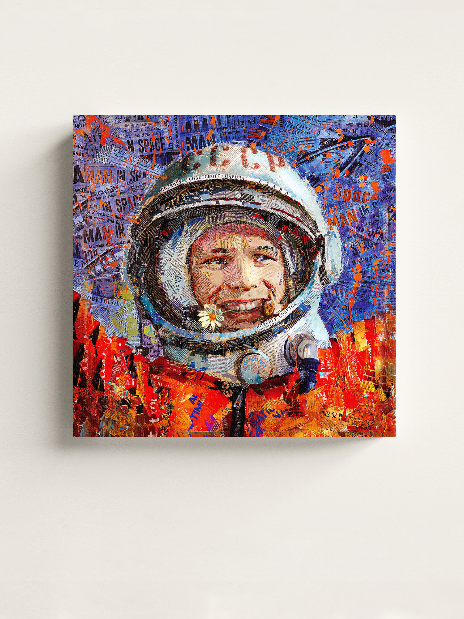 Картина Postermarket "Гагарин", на холсте, на подрамнике, 40x40 см