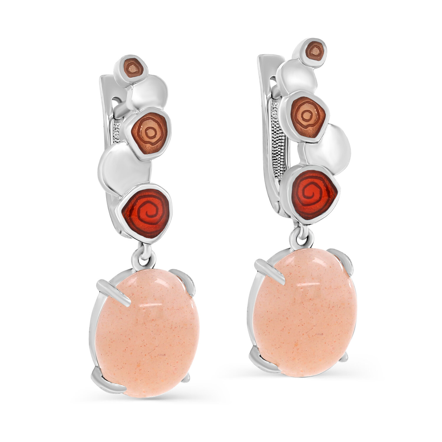 Подвеска для серег, серебро, 925 проба, гeлиoлит