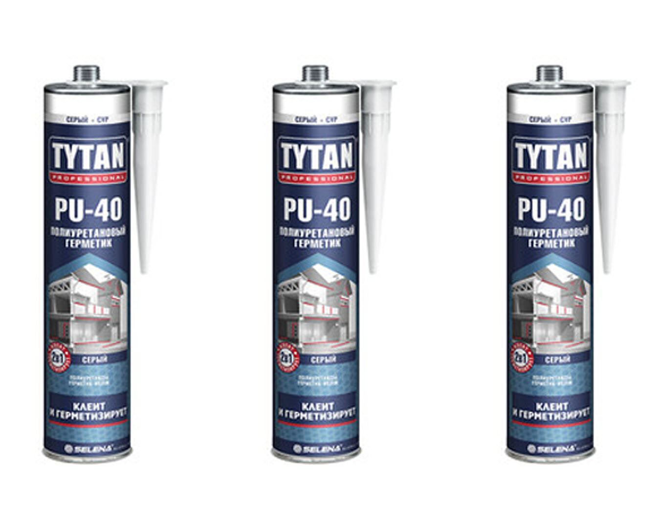 Герметик полиуретановый Tytan Professional PU 40 серый 310 мл (3 шт.)