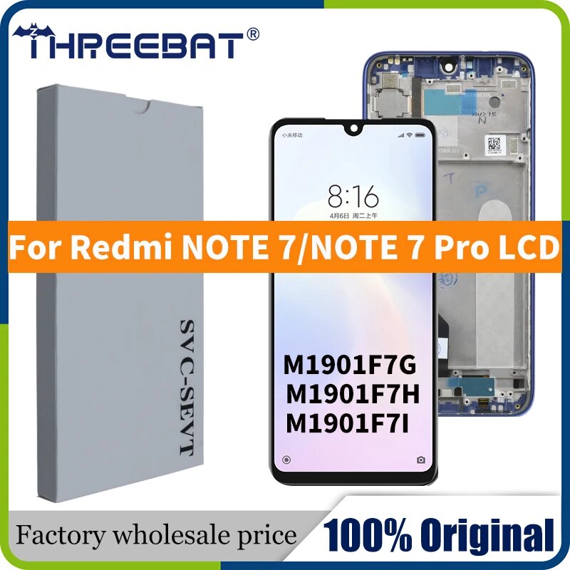 Качество ААА 10-сенсорный ЖК-дисплей для Xiaomi Redmi Note 7 ЖК-дисплей с рамкой для Black No Frame