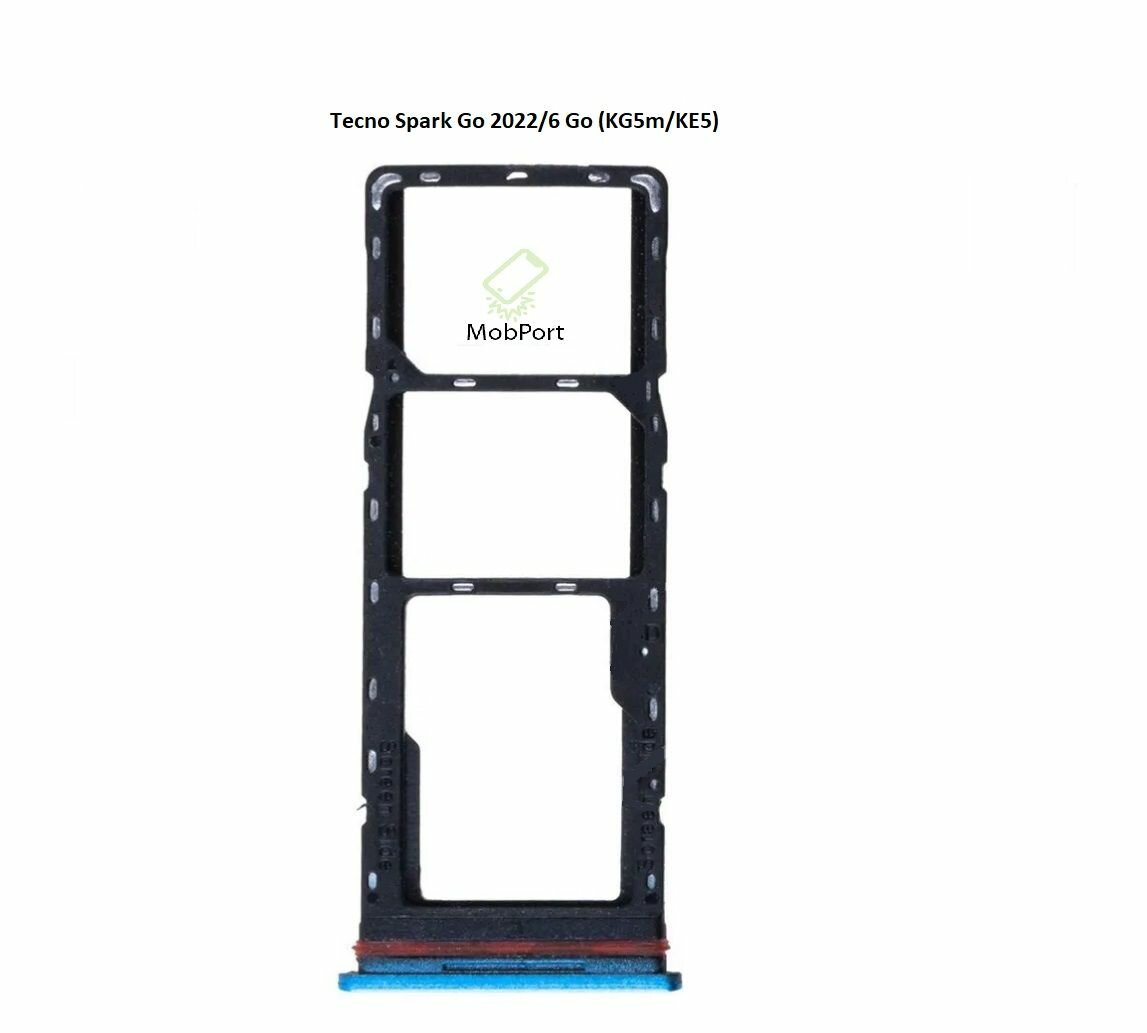 Держатель SIM для Tecno Spark Go 2022/6 Go (KG5m/KE5), Синий (Сим Лоток)