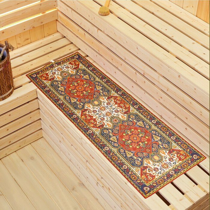 Коврик - лежак для бани и сауны с принтом «Ретро 2», 150×50 см, полиэфир