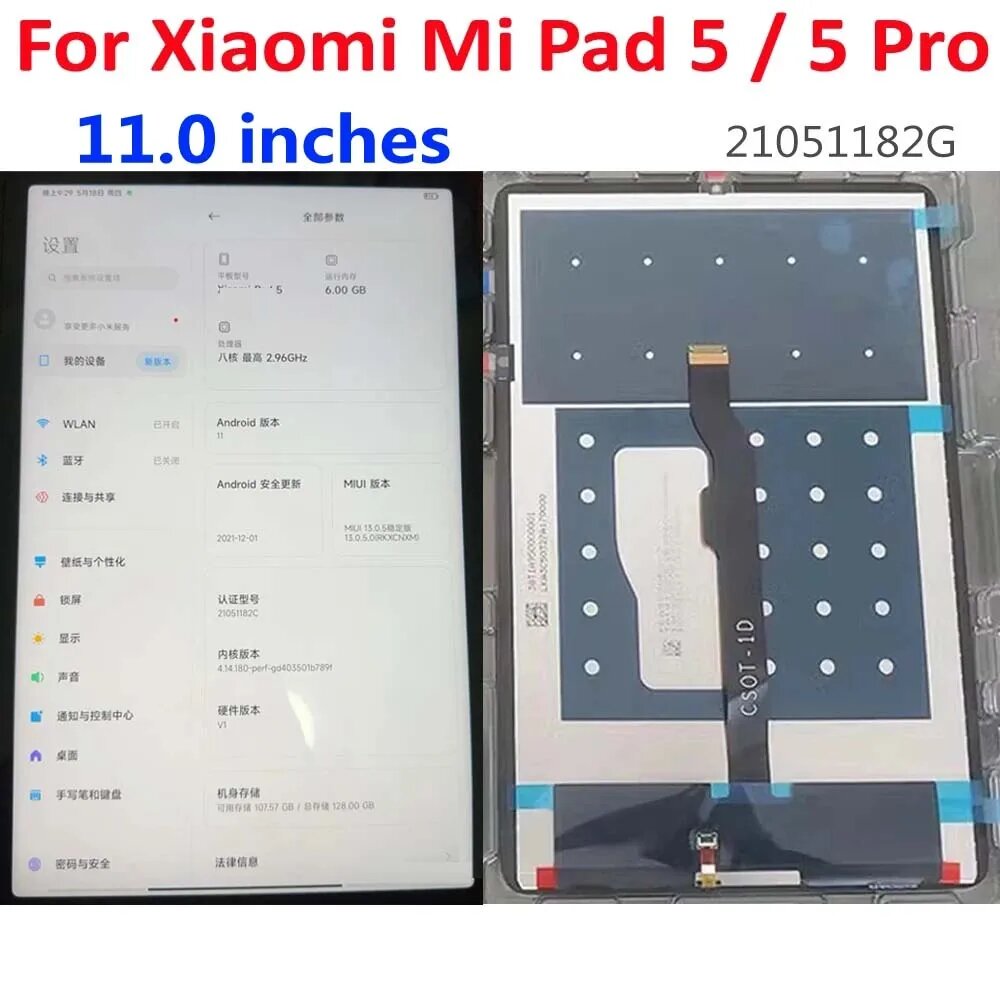 Оригинальный Лучший ЖК-экран для Xiaomi Mi Pad 5 Pro Mi Pad5 21051182G, сенсорная For Mi Pad 5