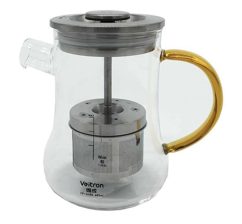 Стеклянный заварочный чайник френч-пресс, 480 мл, Veitron