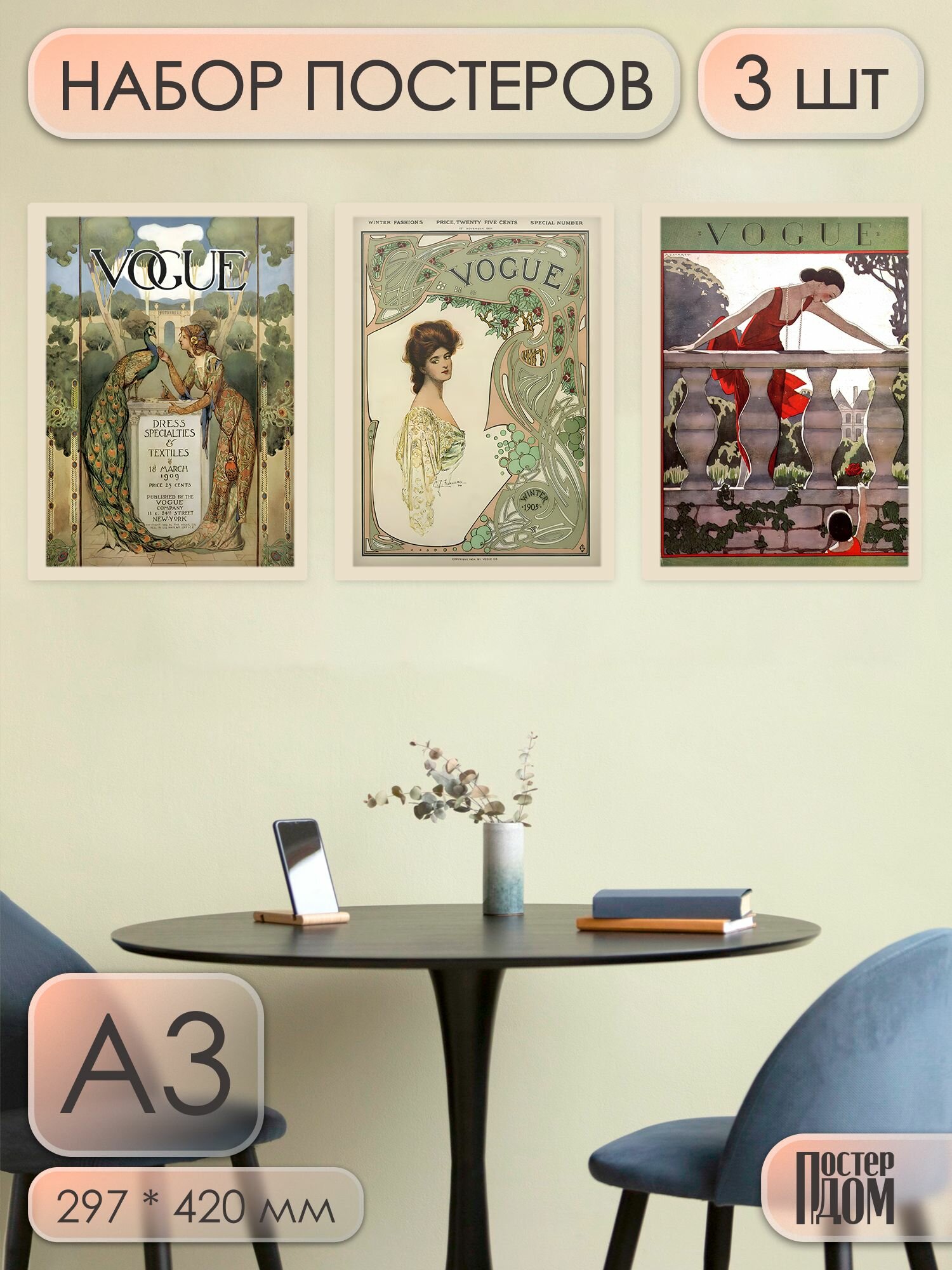 Постеры интерьерные на стену эстетика VOGUE
