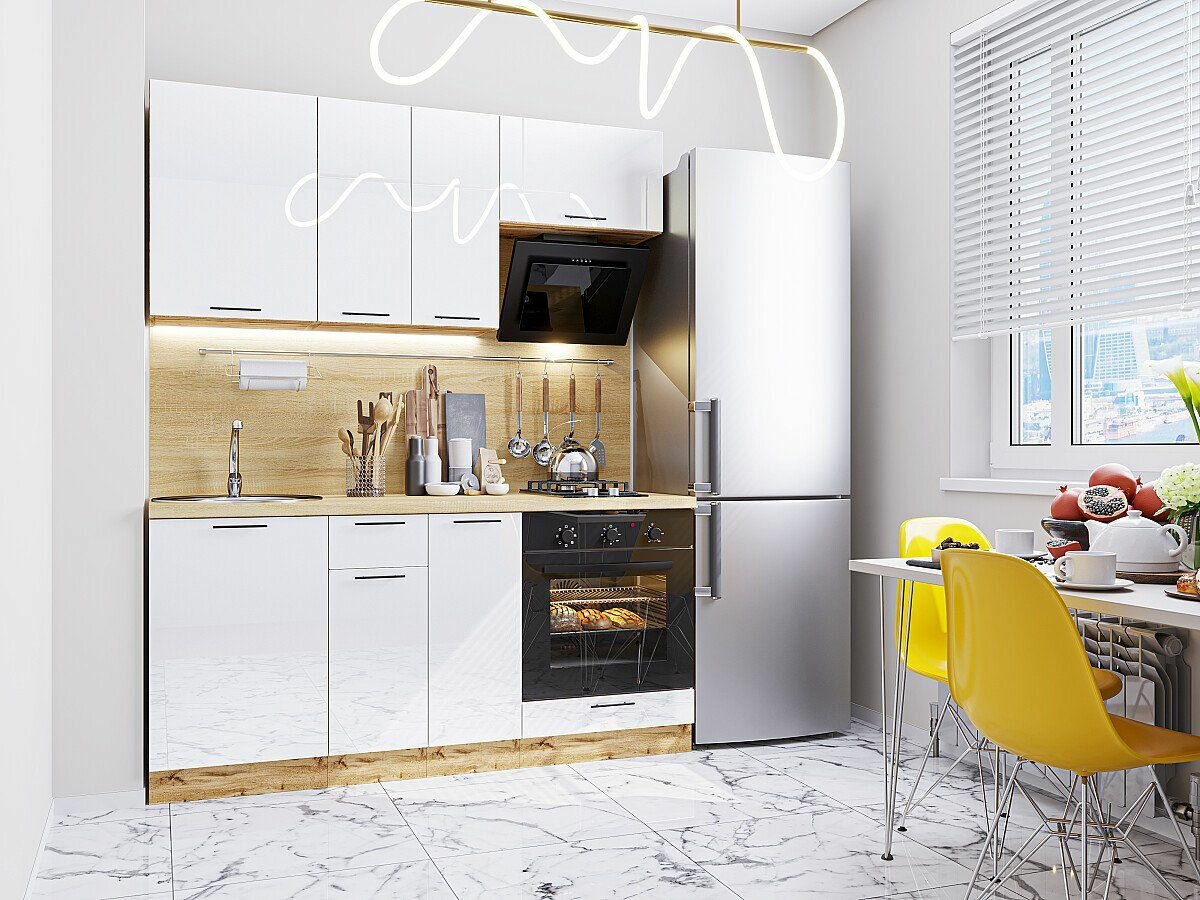 Кухонный гарнитур Валерия Белый глянец, 1700 мм