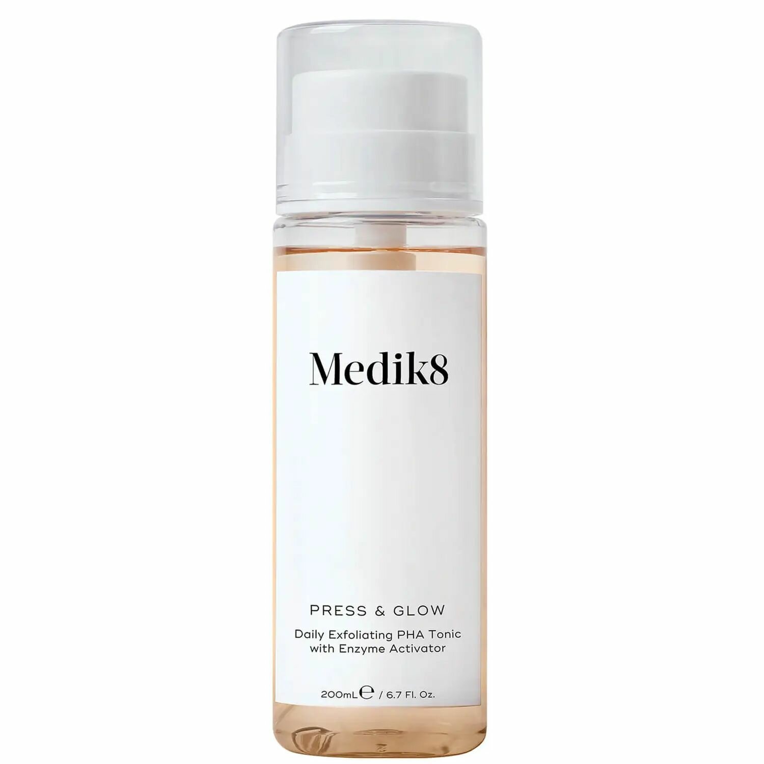 Мягкий отшелушивающий и увлажняющий тоник для лица Medik8 Press & Glow daily exfoliating PHA tonic with enzyme activator 200ml
