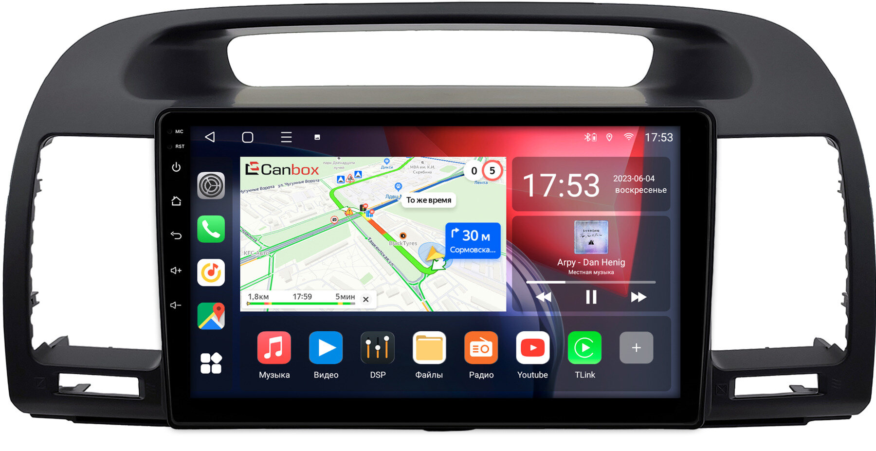 Штатная магнитола Toyota Camry XV30 2001-2006 (черная) Canbox L-Line 4169-9-0607 на Android 10 (4G-SIM, 2/32, TS18, DSP, QLed)