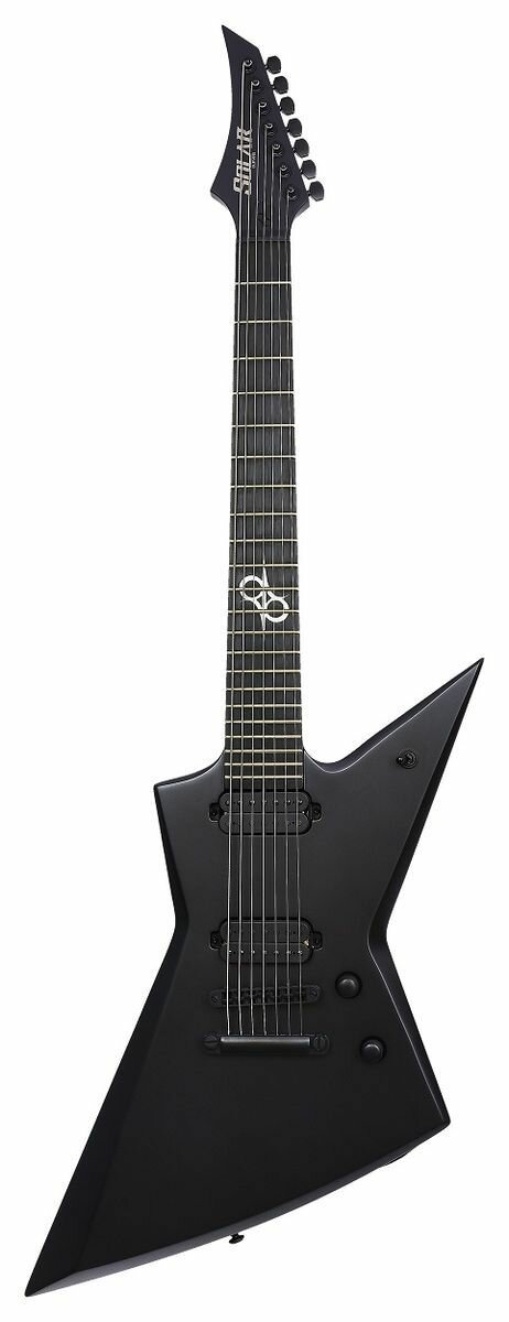 Solar Guitars E2.7C 7-струнная электрогитара, HH, T-o-M, цвет чёрный матовый, чехол в комплекте