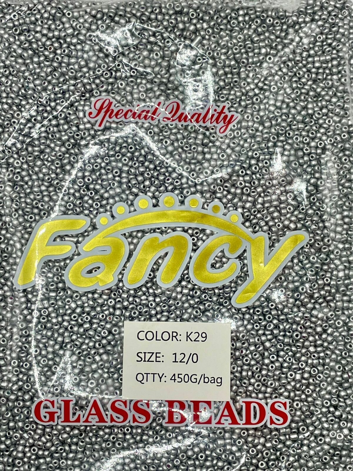 Бисер для рукоделия и творчества, размер 12/0, серебряный, 450 гр