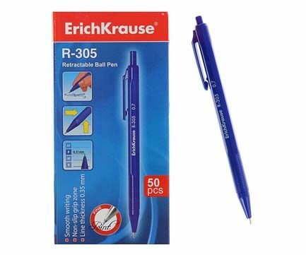 Ручка Er.Krause MС-5 0,7мм синяя 31067 корпус ассорти . Комплект из 50 ручек