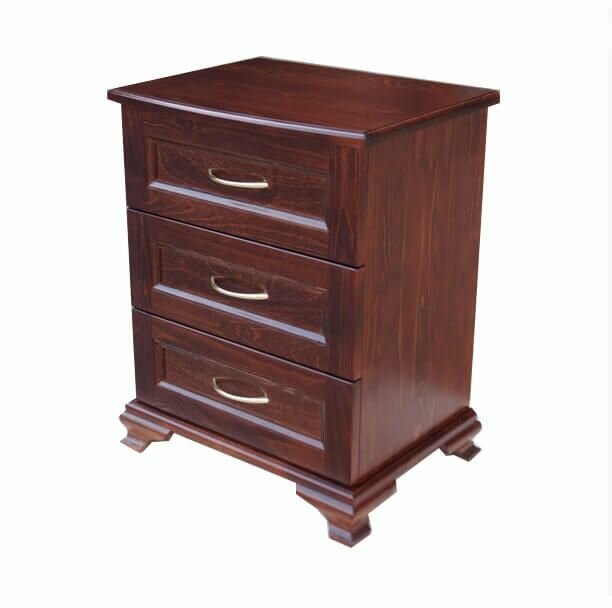 Тумба прикроватная Астория, массив сосны, коричнево-красная, 3 ящика, 45х30х55 см