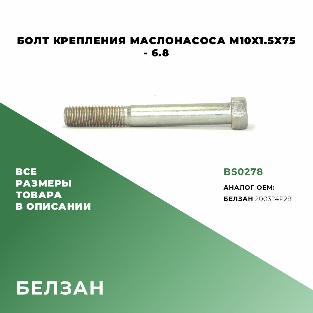 Болт маслонасоса M10х75х1,5-6.8; ОЕМ:200324P29; BS0278 - 2 шт.
