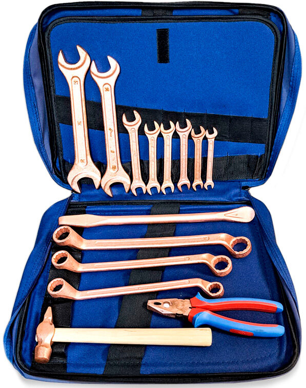 Набор инструментов искробезопасный "кибо", для слесарных работ, для взрывоопасных зон, 18 пр.