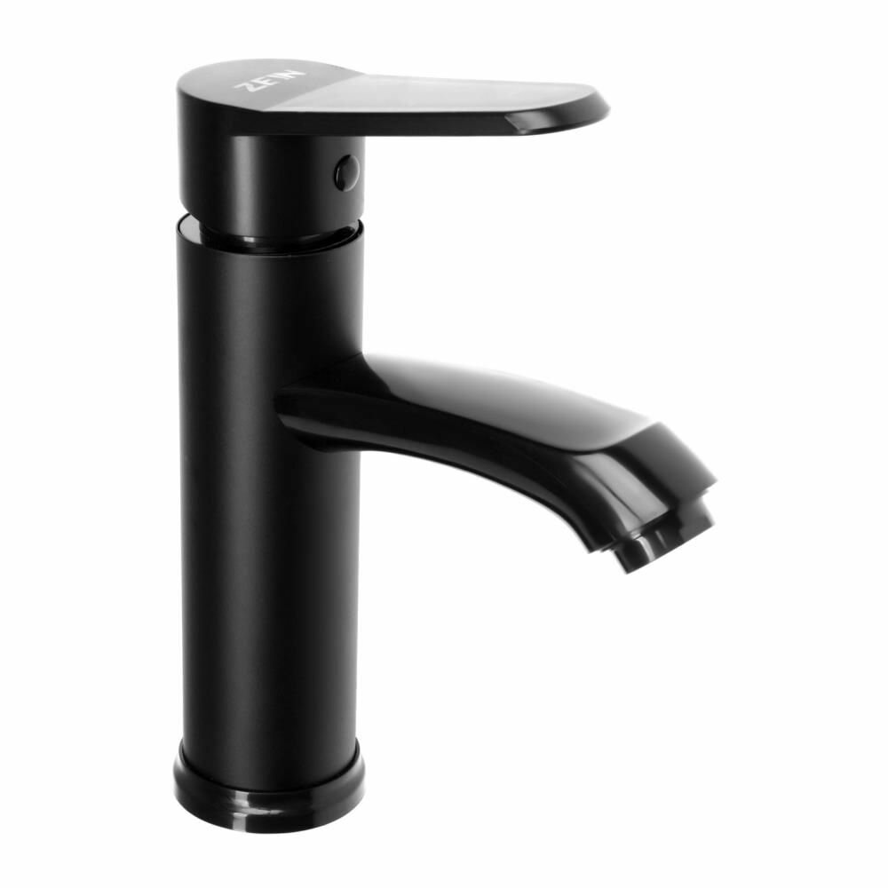 Смеситель для раковины ZEIN Z3717, однорычажный, длина излива 12 см, пластик, черный