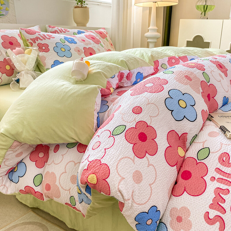 Комплект постельного белья Butterfly-Textile "Ins", выстиранный хлопок, 1,8м, 4 предмета