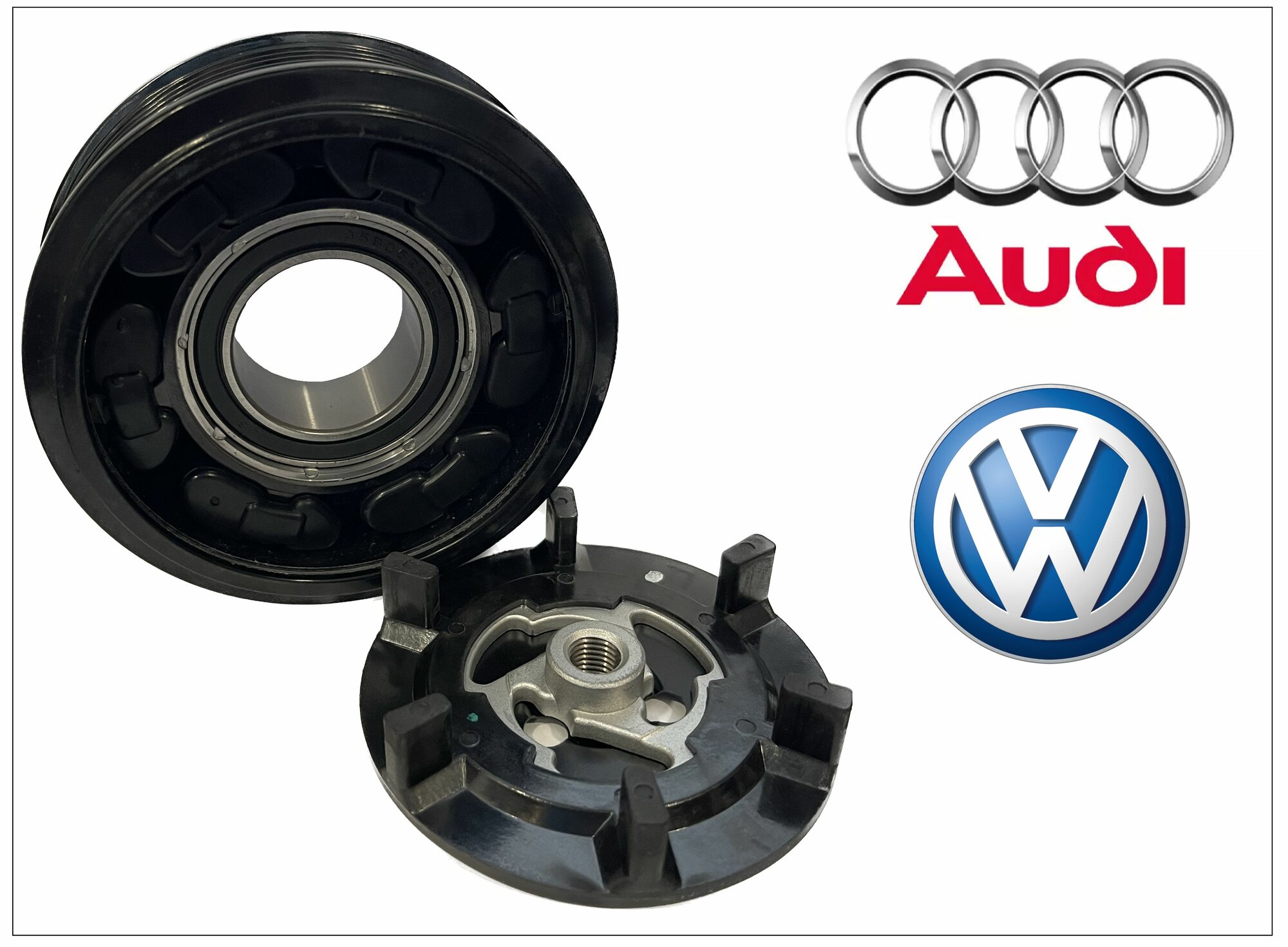 Муфта компрессора кондиционера на Audi A3, A4, А5, А6, А8, Q5, Q7 Skоdа Oсtaviа SuperB Vоlkswаgеn Тiguаn Тоuarеg Golf Sciroсcо
