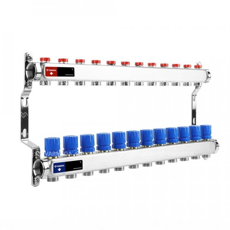 Varmega Коллектор без расходомеров и без кранов 1". 12 выходов x 3/4"EK нерж (1/4)