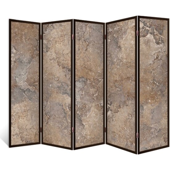 Ширма перегородка Декор Депо для комнаты деревянная "Гранит" двухсторонняя с картинкой (абстр) 5 створок венге 176х230 см 18 кг