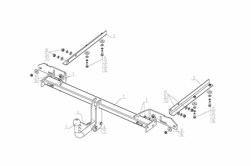 Фаркоп Avtos на NISSAN ZAFIRA TOUR (2012-)(паспорт и сертификат в комплекте)(без электрики)OP 07 (90x20x16)