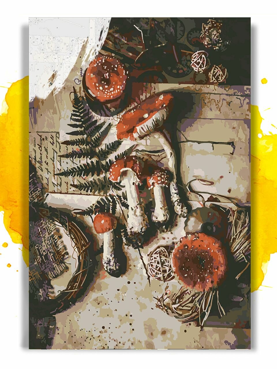 Картина по номерам на холсте Мухоморная композиция, 40 х 60 см