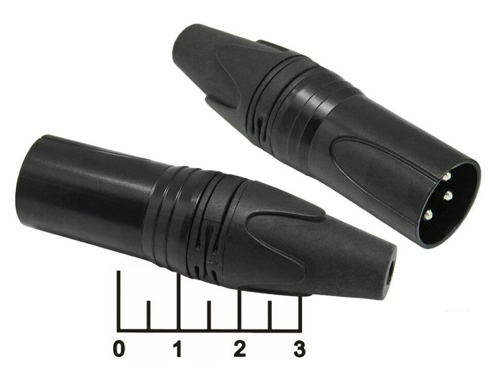 Разъем XLR штекер металл короткий черный (JD-376)