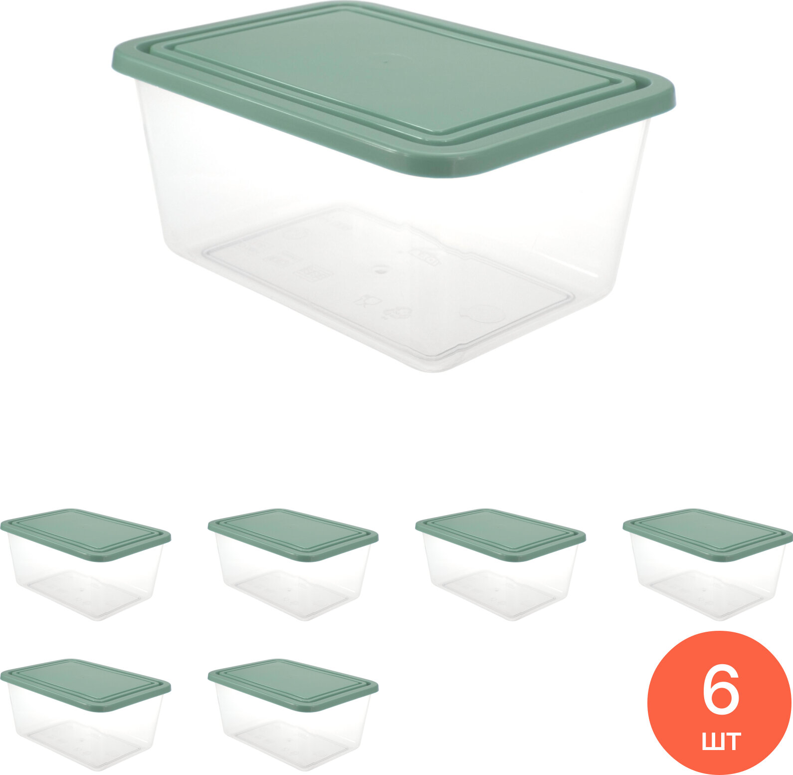 Контейнер для хранения продуктов Idea / Идея пластиковый с крышкой прямоугольный 0.8л / емкость герметичная (комплект из 6 шт)