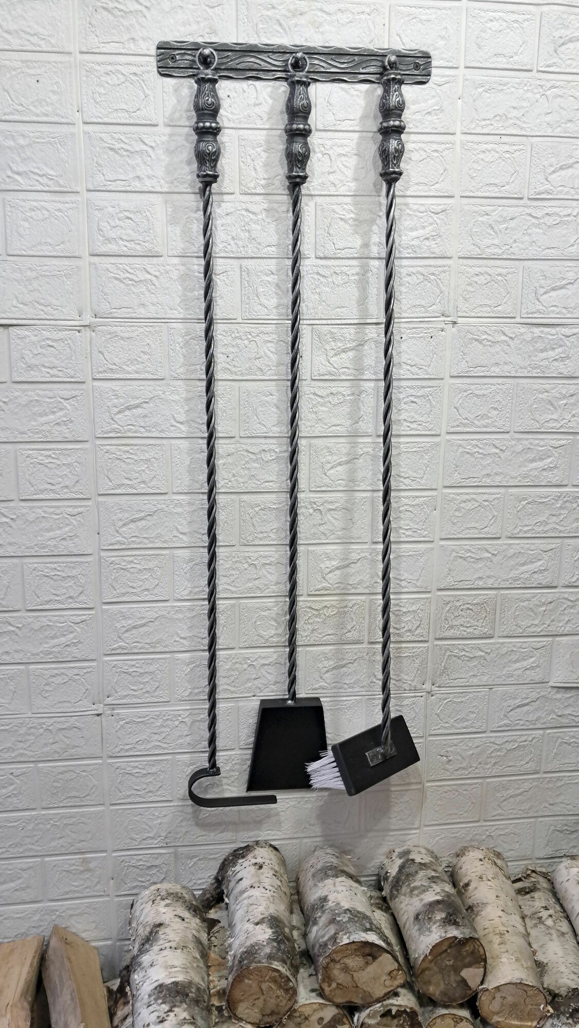 Набор кочерга, совок, щетка длинные для русской печи