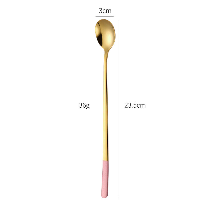304 ложка из нержавеющей стали корейский стиль длинная ручка ложка для льда Бар Ложка для смешивания высокая цветовая