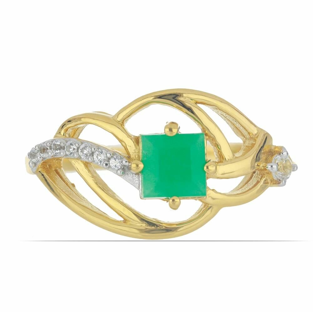 Кольцо, серебро, 925 проба, изумруд, топаз