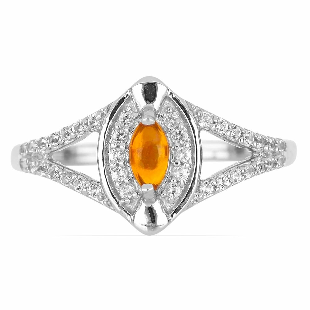 Кольцо, серебро, 925 проба, родирование, опал