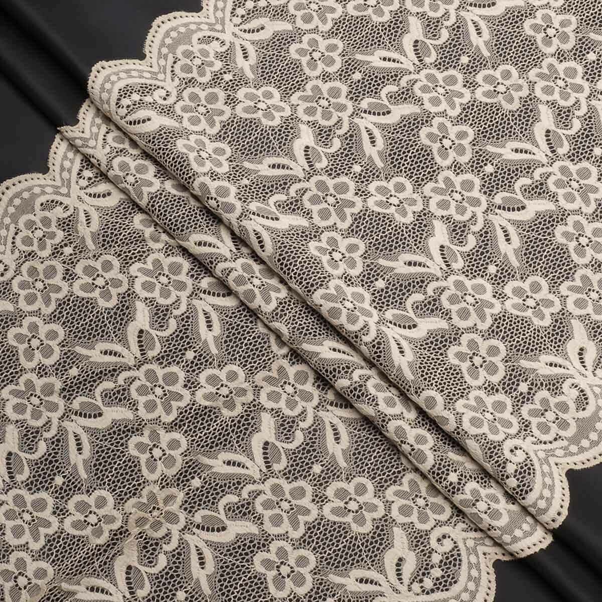 Кружево эластичное для шитья нижнего белья Айрис, 40см*3,4м, цвет телесный