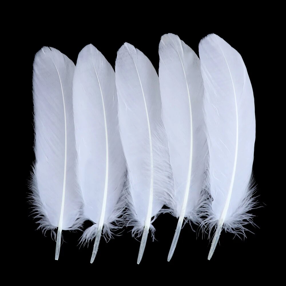 Гусиные перья декоративные 15-20 см 50-200 шт Белый, 200Pcs, White