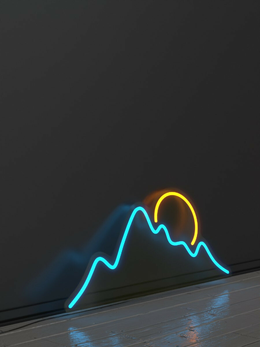 Неоновая вывеска Горы/ Размеры: 220х600 мм