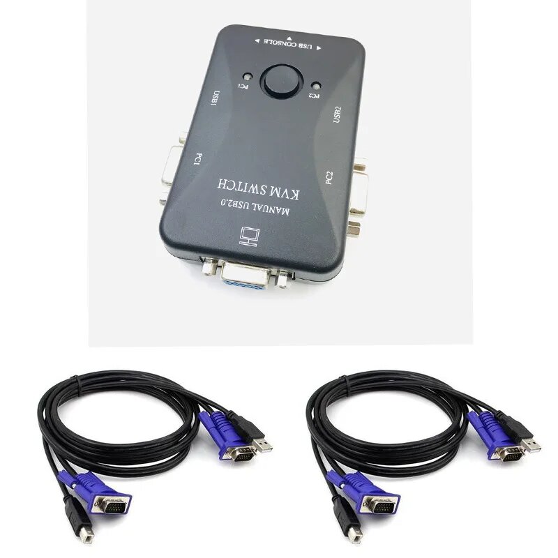 USB KVM-переключатель 2 порта VGA черный Connector and 2