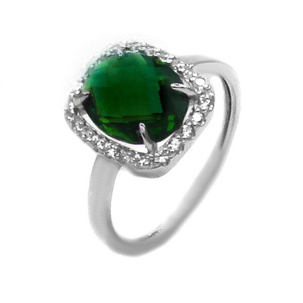 Кольцо, серебро, 925 проба, родирование, фианит, кристалл