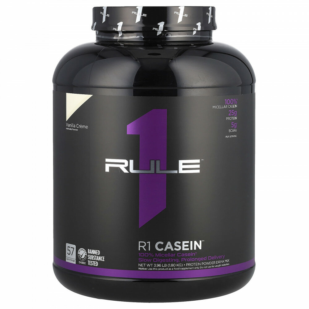 Rule One Proteins, казеиновый протеин, со вкусом ванильного крема, 1,8 кг (3,96 фунта)