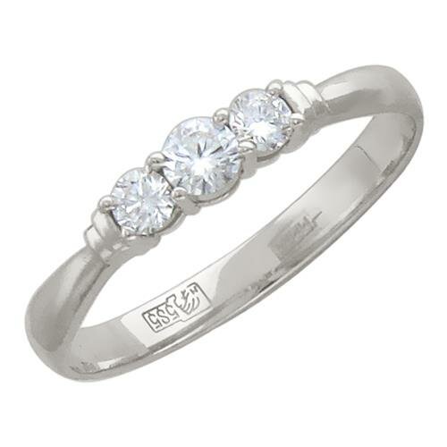 Кольцо дорожка, белое золото, 585 проба, бриллиант