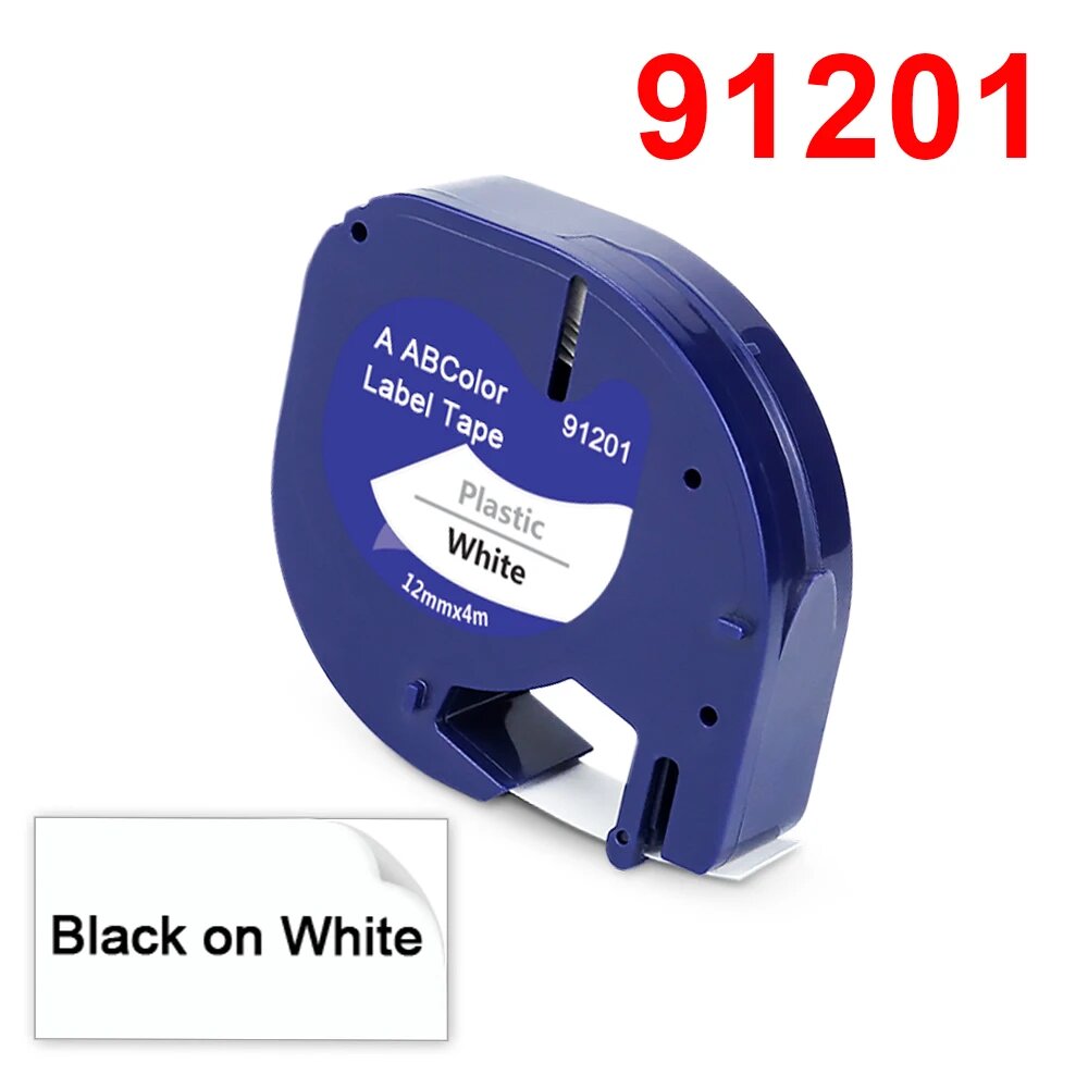 Лента 12 мм черная для Dymo LetraTag Black on White