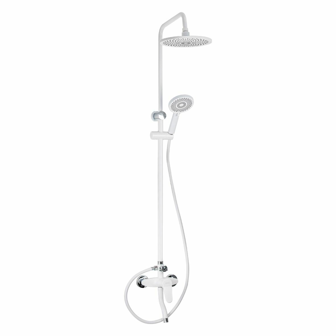 Смеситель + стойка душевая BRIMIX 3054 белый тропический душ с двумя лейками