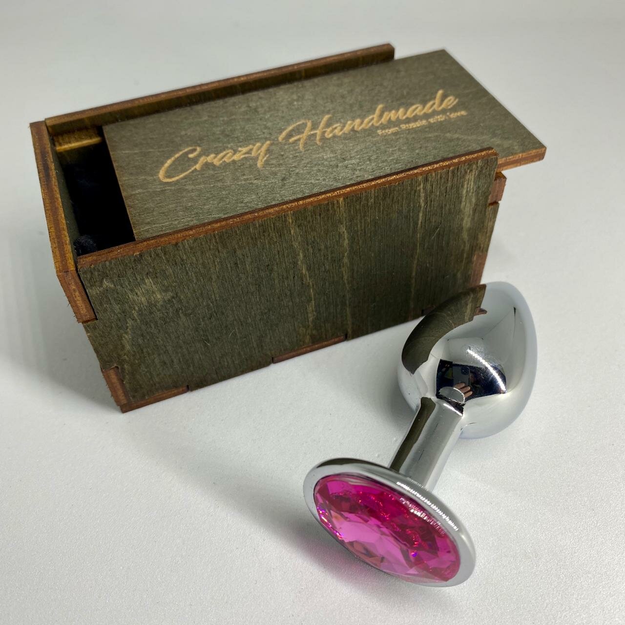 Анальная пробка с кристаллом (Розовый)