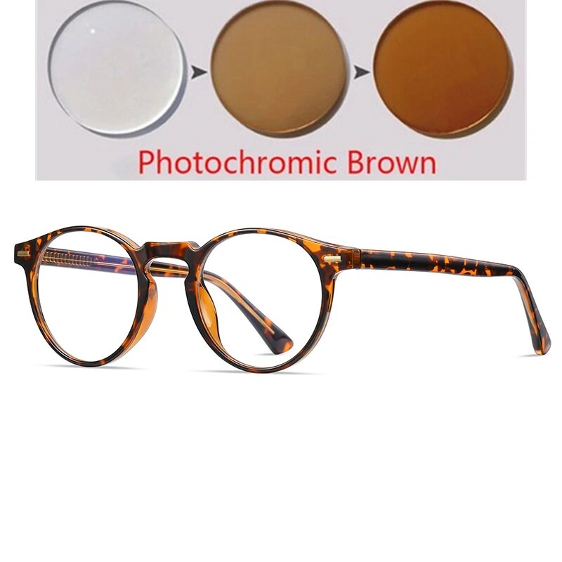 Очки фотохромные круглые, коричневые, -4.0, Photochromic Tea C3