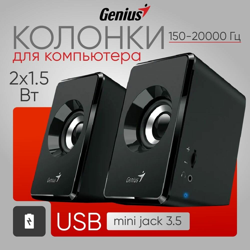 Колонки для компьютера проводные 2.0 Genius SP-125U