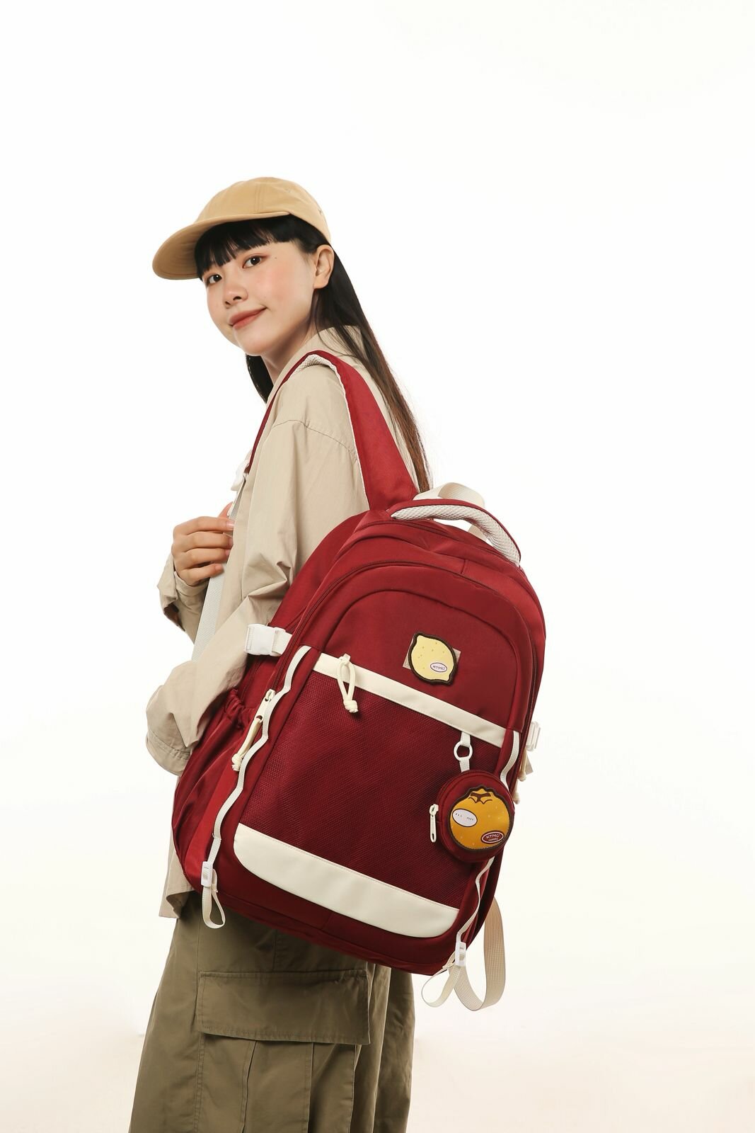 Рюкзак школьный для девочек подростковый красный