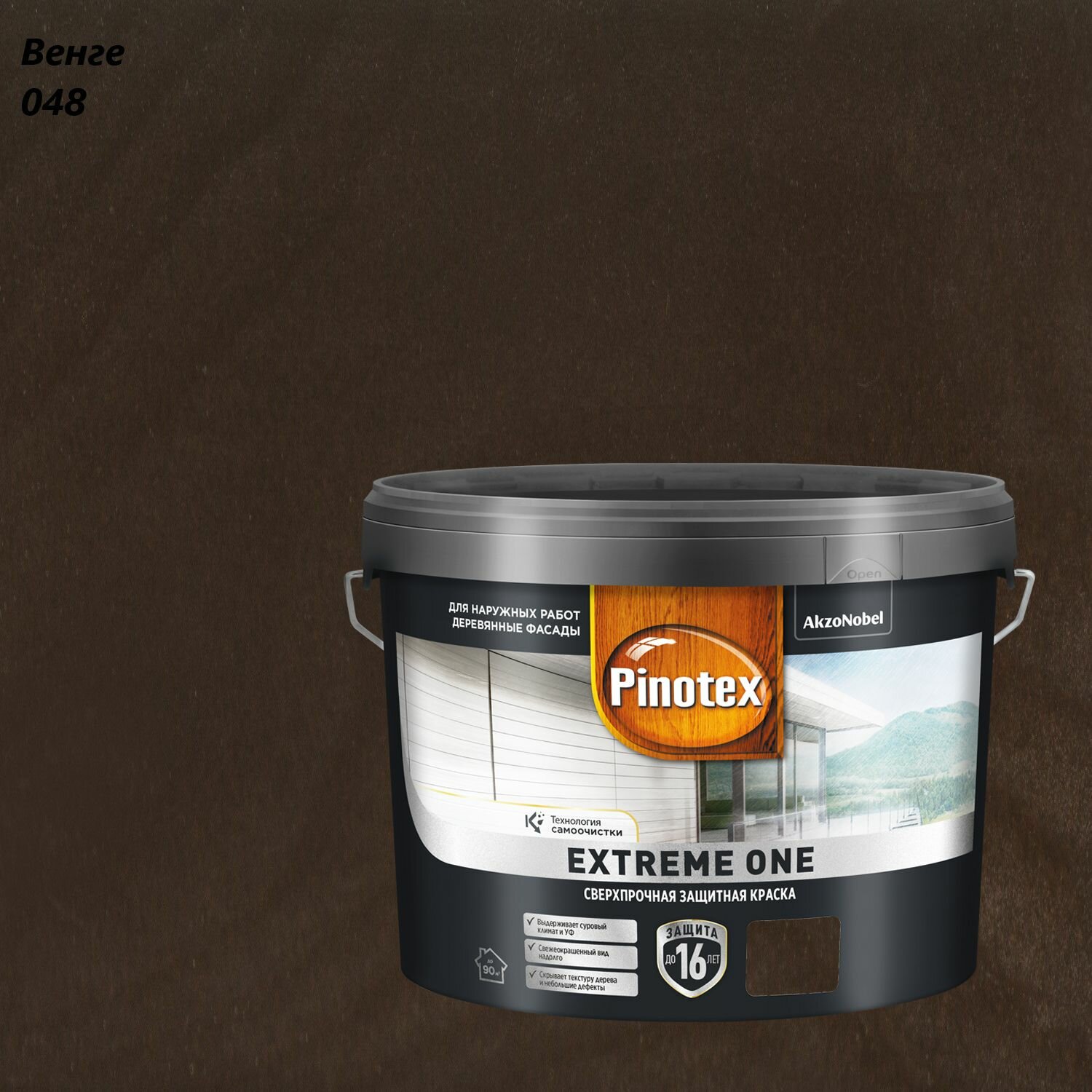 Краска сверхпрочная для деревянных фасадов Pinotex Extreme One (9л) венге 048